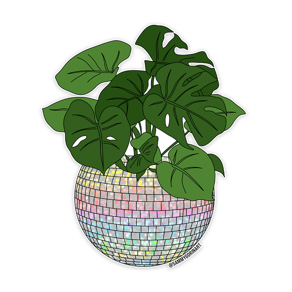 Disco Ball Planter Glitter Sticker | marley mae market & paperie